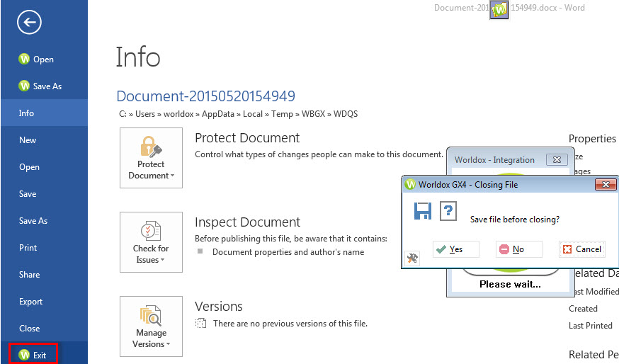 Worldox and Microsoft Office Integration