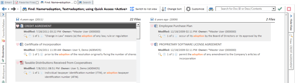 Search for Doc ID or Description