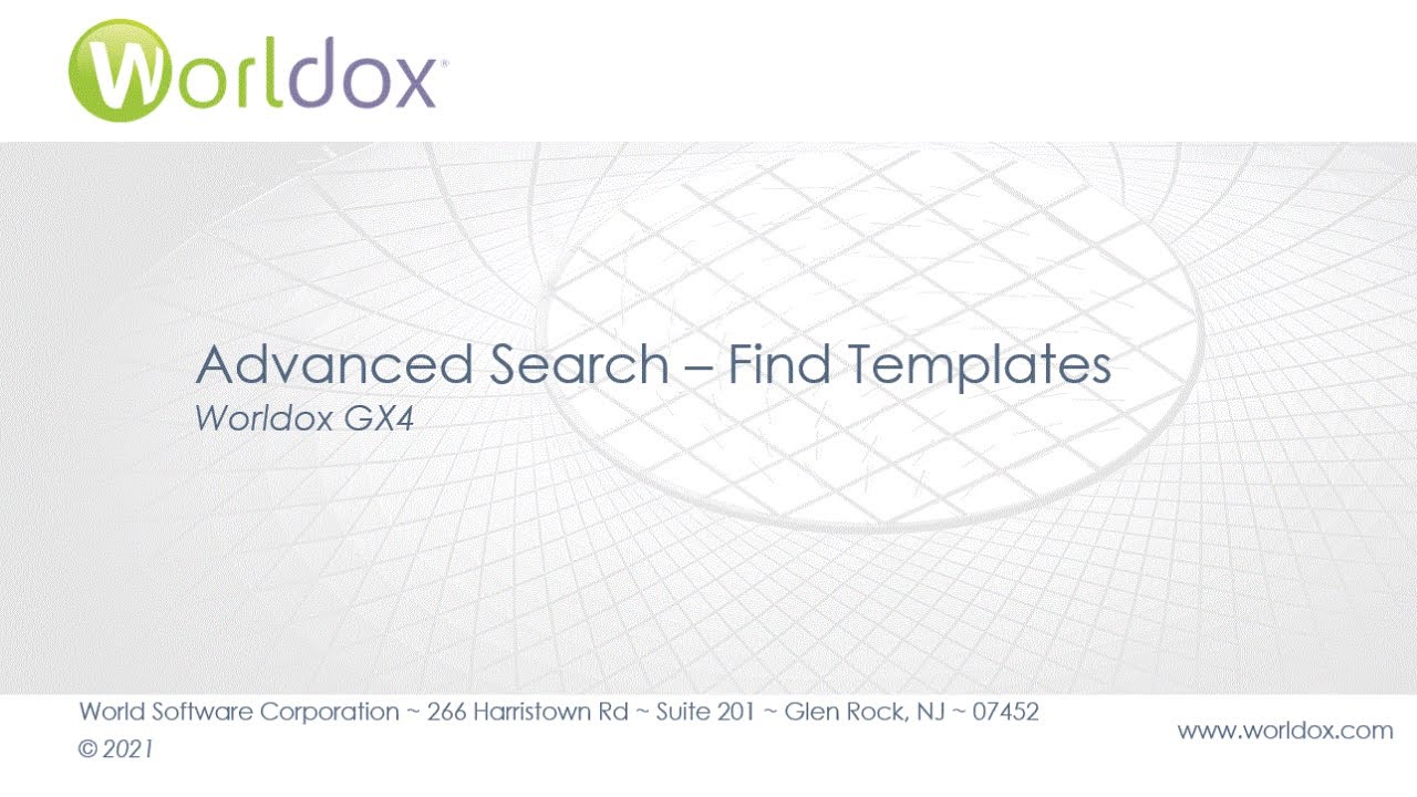 Advanced Search – Find Templates - Worldox